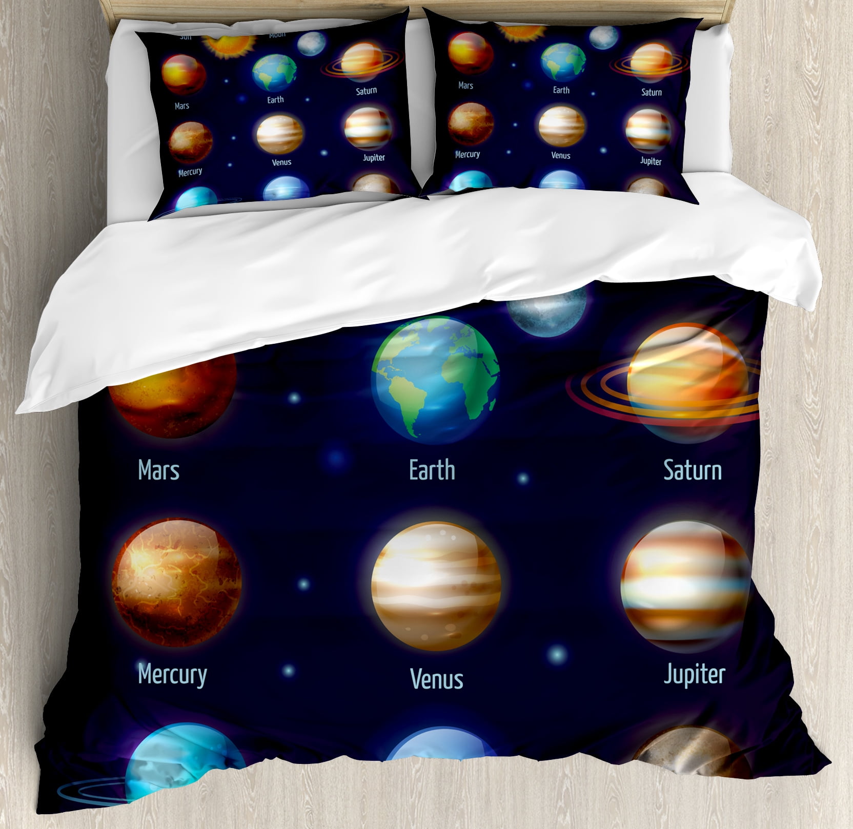 Educational Queen Size Duvet Cover Set, Solar System Planets and the ...