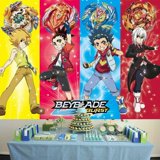 Beyblade Banner Backdrop Party Decor Supplies Decorations Cake Topper ...