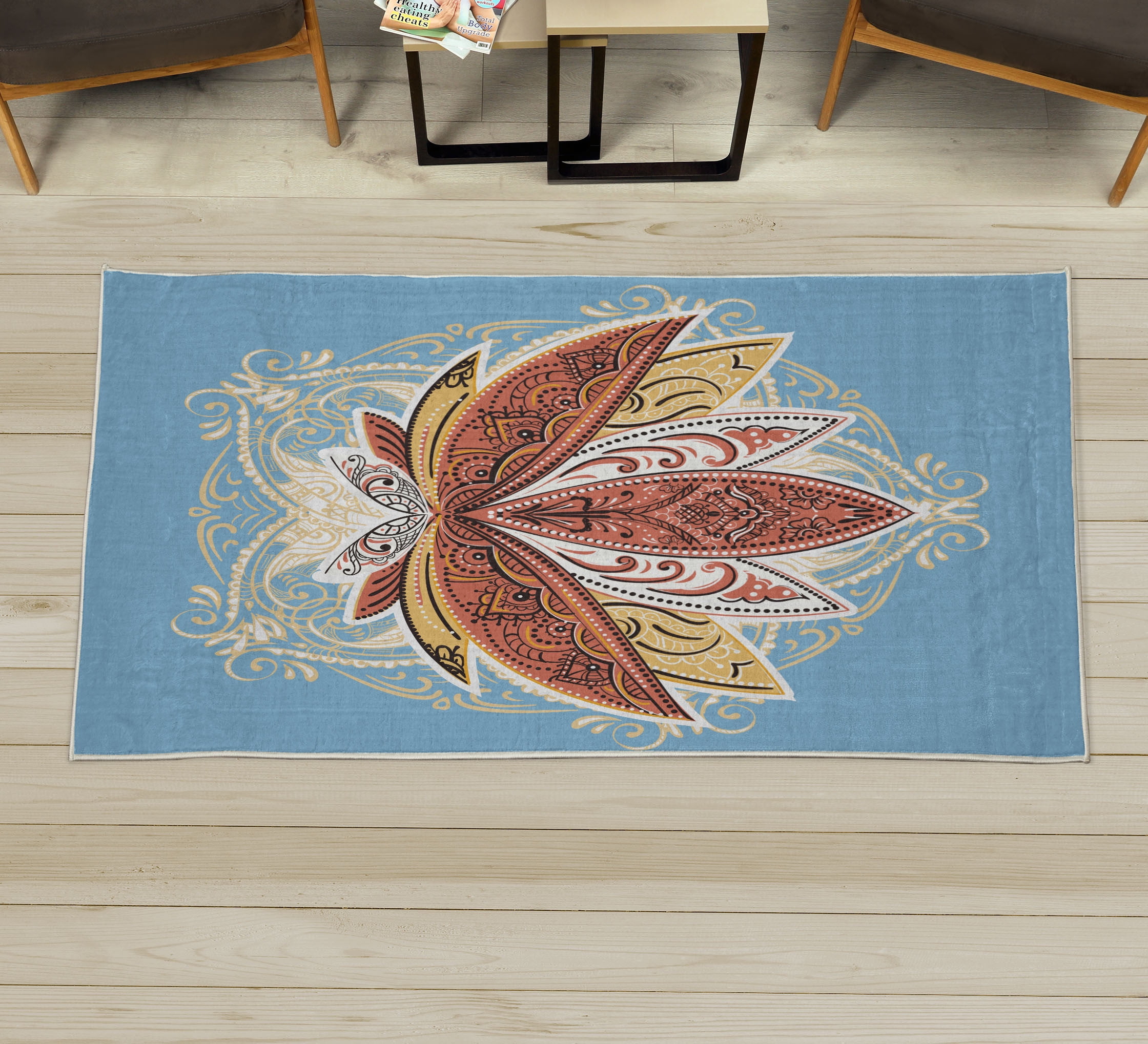 Lotus Decorative Rug, Flower Bloom Ornaments Exotic Petals Oriental ...