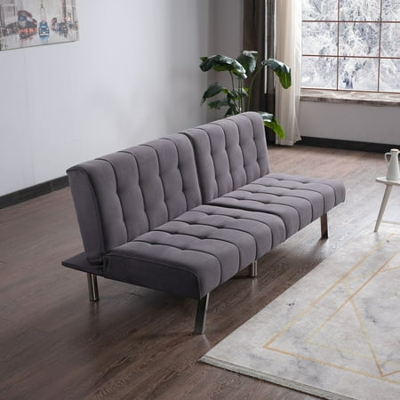 ViscoLogic Canapé Convertible 3 Places en Velours, Cadre en Métal ...