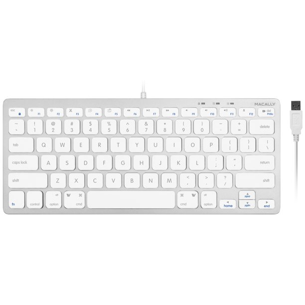 Macally Slim USB Wired Small Compact Aluminum Mini Computer Keyboard ...