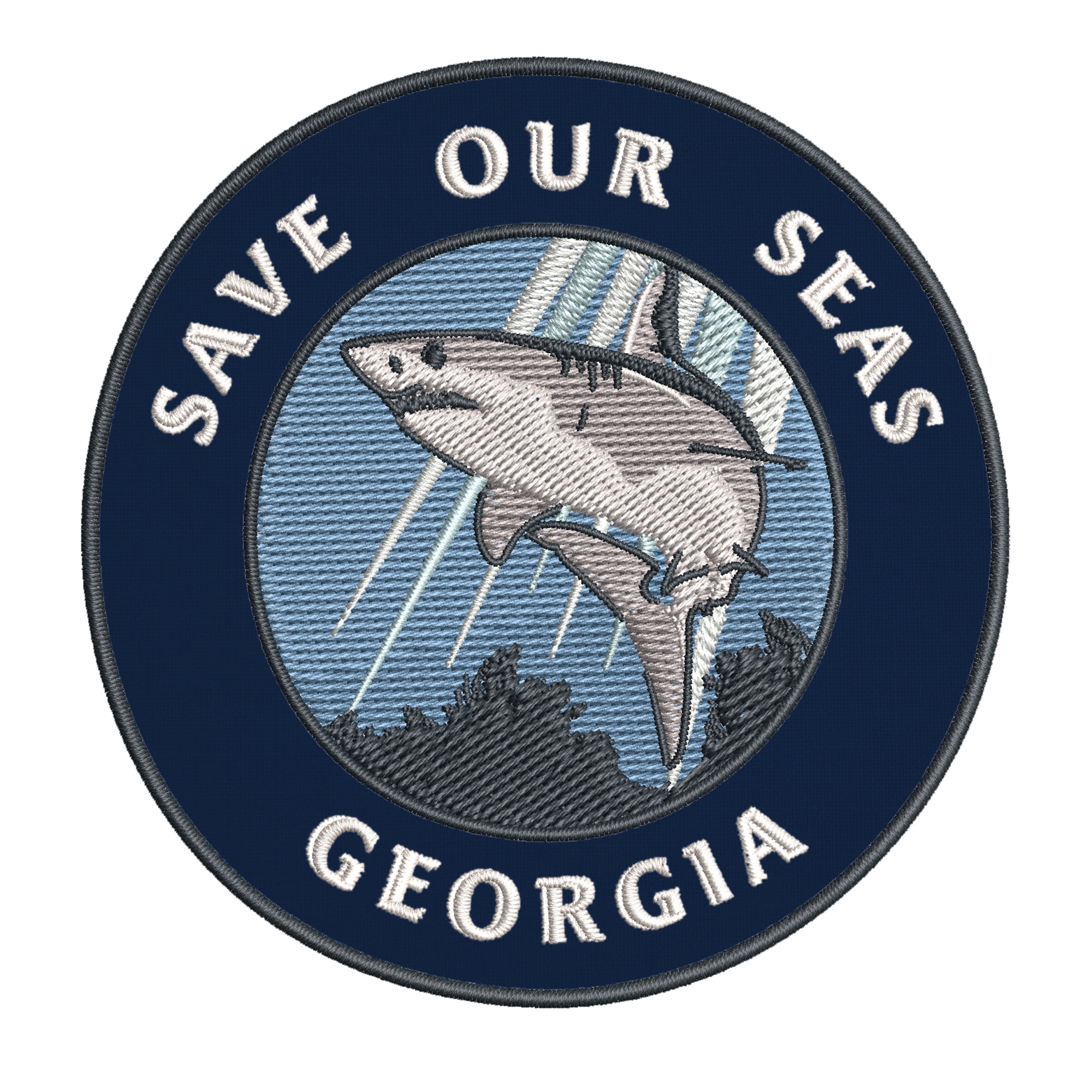 Save Our Seas! Georgia 3.5 Inch Iron Or Sew On Embroidered Fabric Badge Patch Ocean Beach, Salt ...