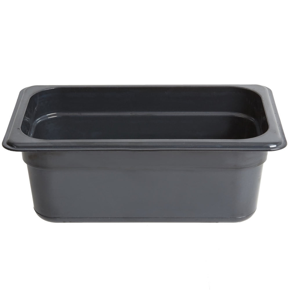 Cambro 44Hp110 H-Pan 1/4 Size Black High Heat Plastic Food Pan - 4 ...