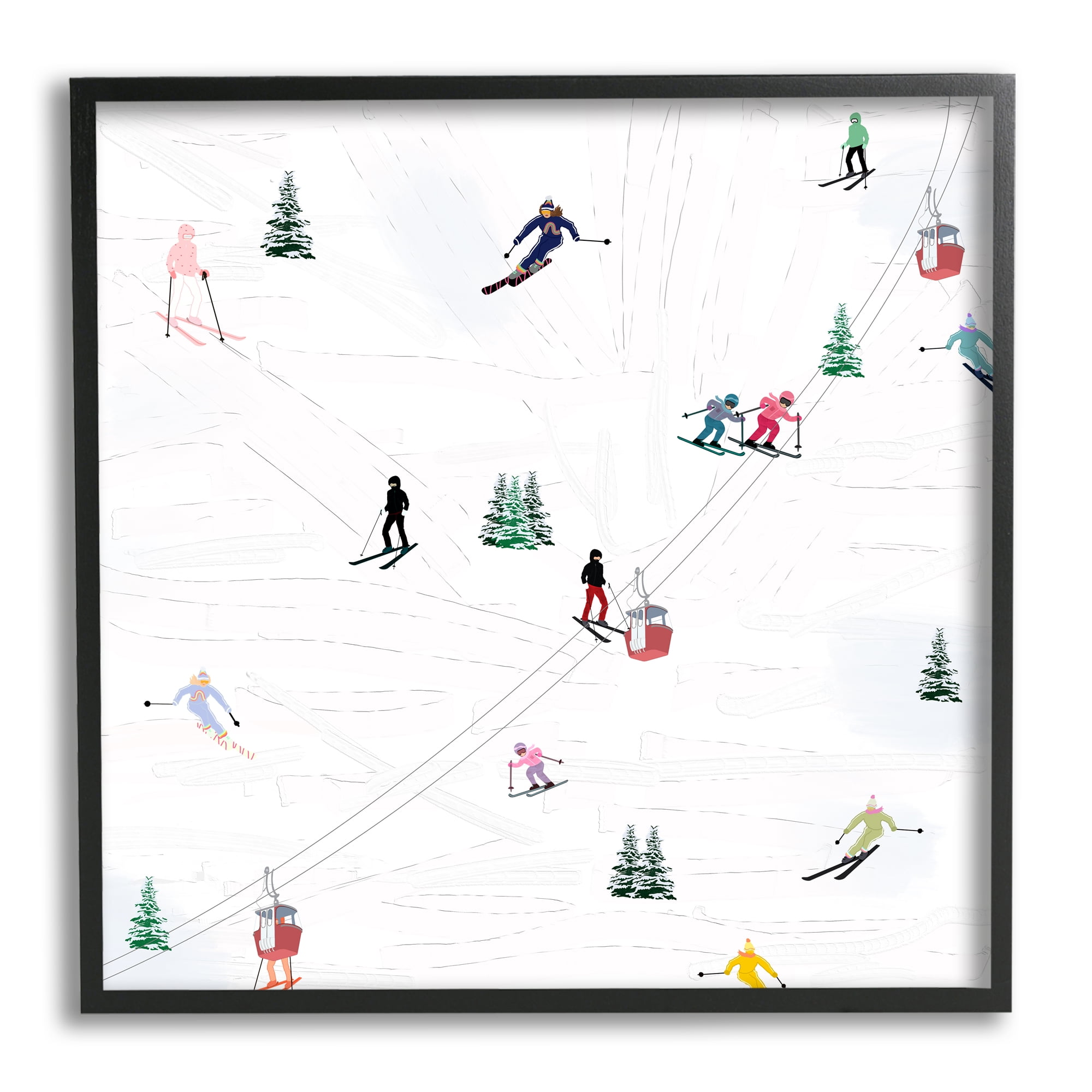Stupell Industries Skiing Slopes Winter Snow Scene Landscape Painting ...