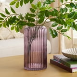 Better Homes & Gardens 9.8" Pink Ribbed Glass Vase Modern Decorative ...