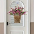15.74in Wildflower Door Hanging Basket, Spring Front Door Wreath for ...