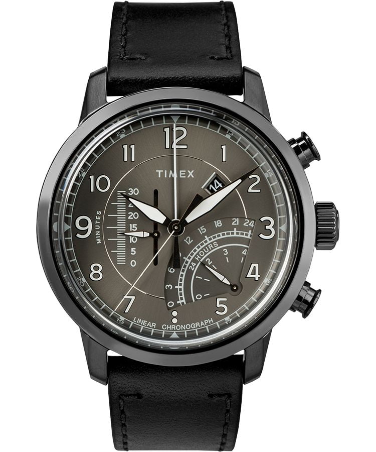 Timex Waterbury Linear Red Dial Leather Strap Men's Watch TW2R69200 ...