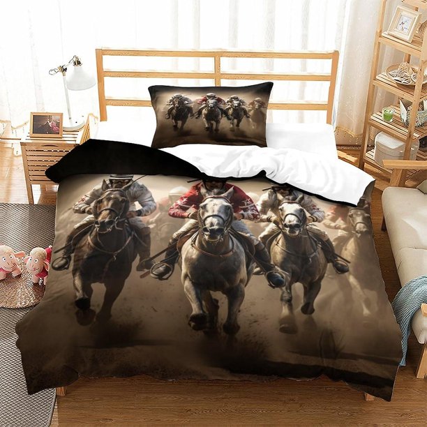 Horse Racing Bedding Set 3d Mare Duvet Cover Set, Soft 100% Microfiber ...