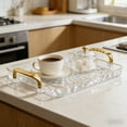 Elegant Serving Tray With Handles - Clear Gold Accent Snack Plate For ...