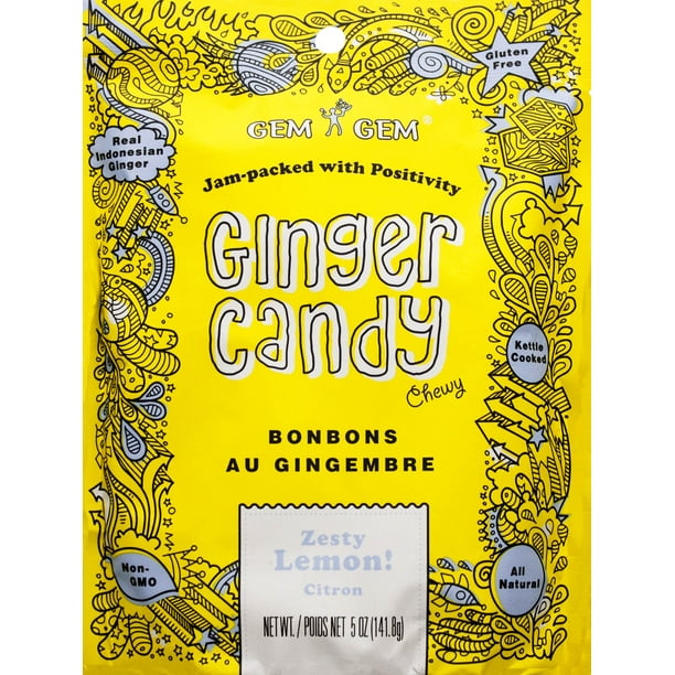 Gem Gem Ginger Candy Chewy Ginger Chews Lemon, 5.0oz, Pack of 1 ...
