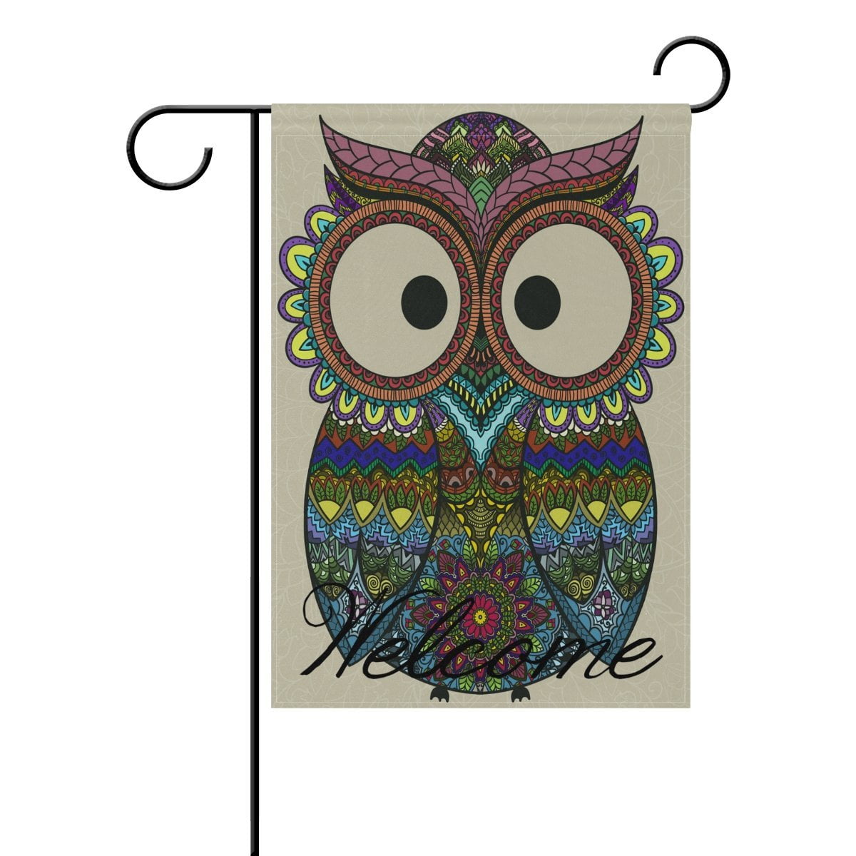 POPCreation Ornamental Owl On The Patterned Background Polyester Garden ...