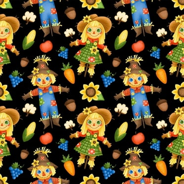 45 x 36 Fall Autumn Thanksgiving Pumpkins and Leaves on Cream 100% ...