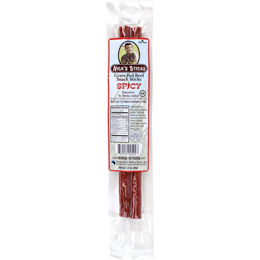 Nicks Sticks Snack Beef Stx Spcy Grass,1.7Oz (Pack Of 25) - Walmart.com ...