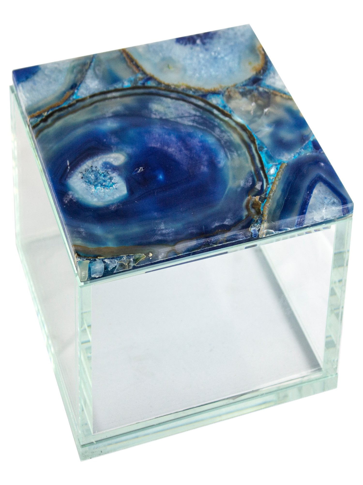 Sagebrook Home Decorative Glass Box with Agate Top - Walmart.com