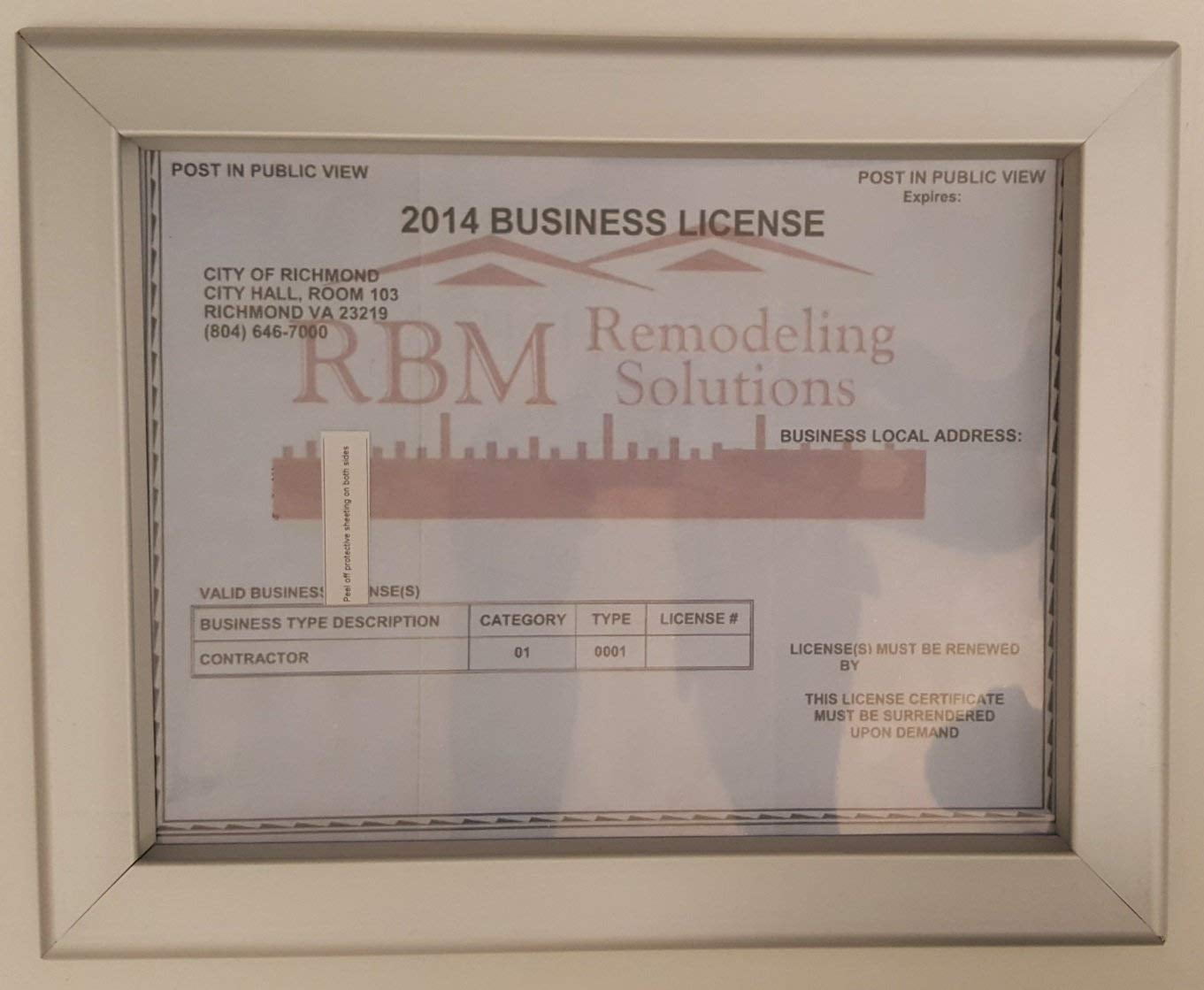 Business license frame Virginia 8.5x11 ( Heavy Duty) - Walmart.com