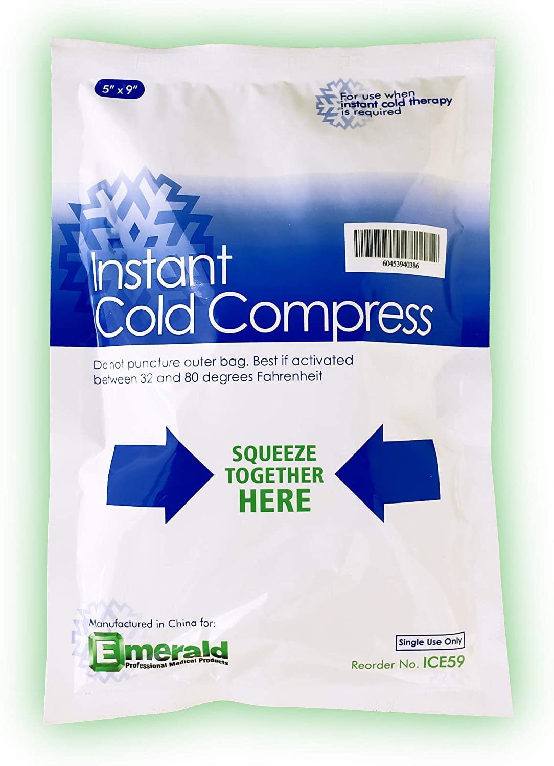 6 Pack Emerald Instant Cold Compress Pack Ice Pack, Large 5" x 9 ...