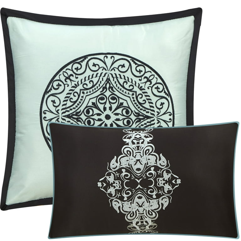 Black And White Damask Bedding With Teal