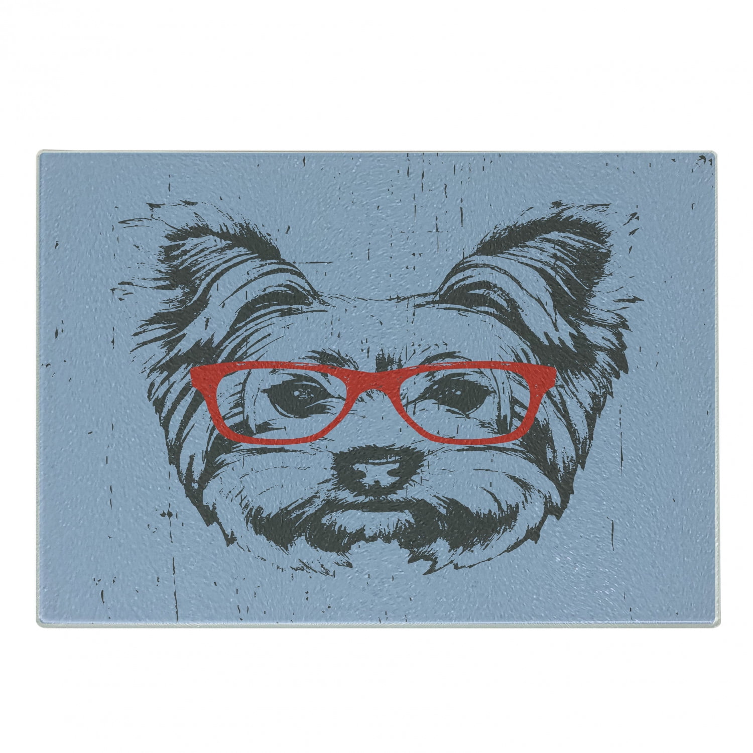 Yorkie Cutting Board, Yorkshire Terrier Portrait Red Nerd Glasses ...