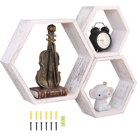 Hexagon Shelves，Large Wall Mounted Honeycomb Floating Shelves ...