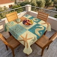 Cartoon Seahorse Starfish Square Tablecloth 60x60 Inch Ocean Fish ...