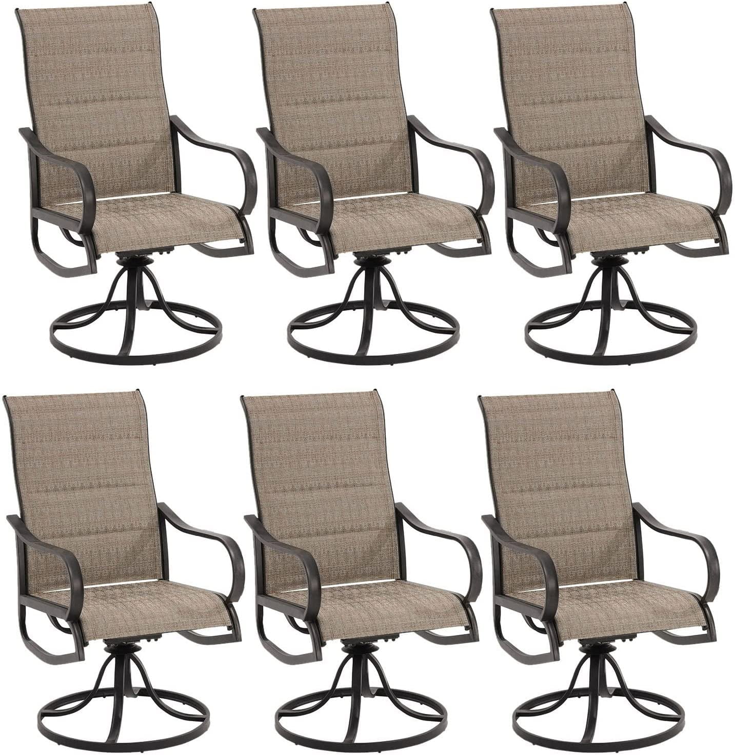 Amopatio Patio Swivel Chairs Set of 6, High Back Outdoor Dining Chair ...