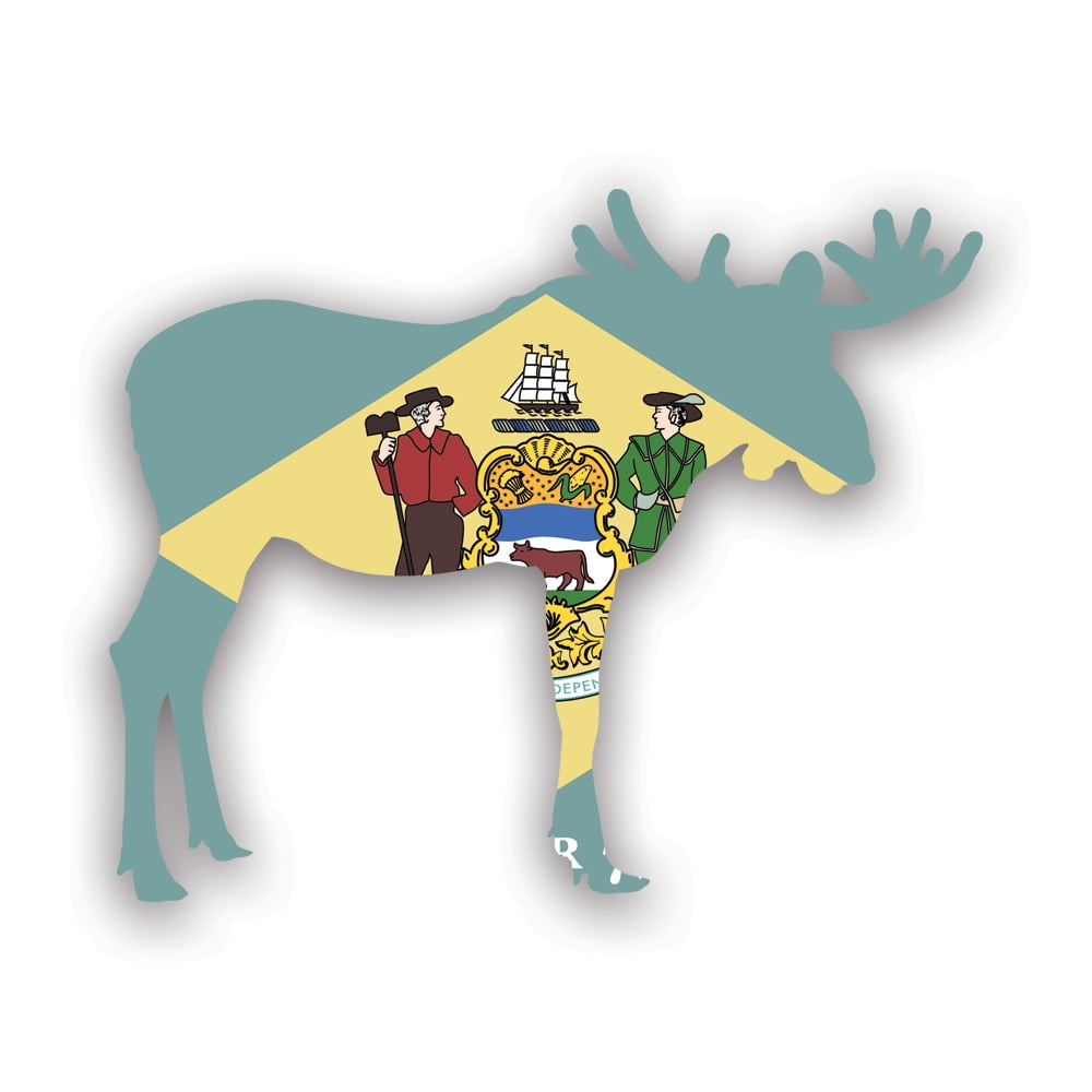 Delaware Moose Shaped Flag Sticker Decal - Self Adhesive Vinyl ...