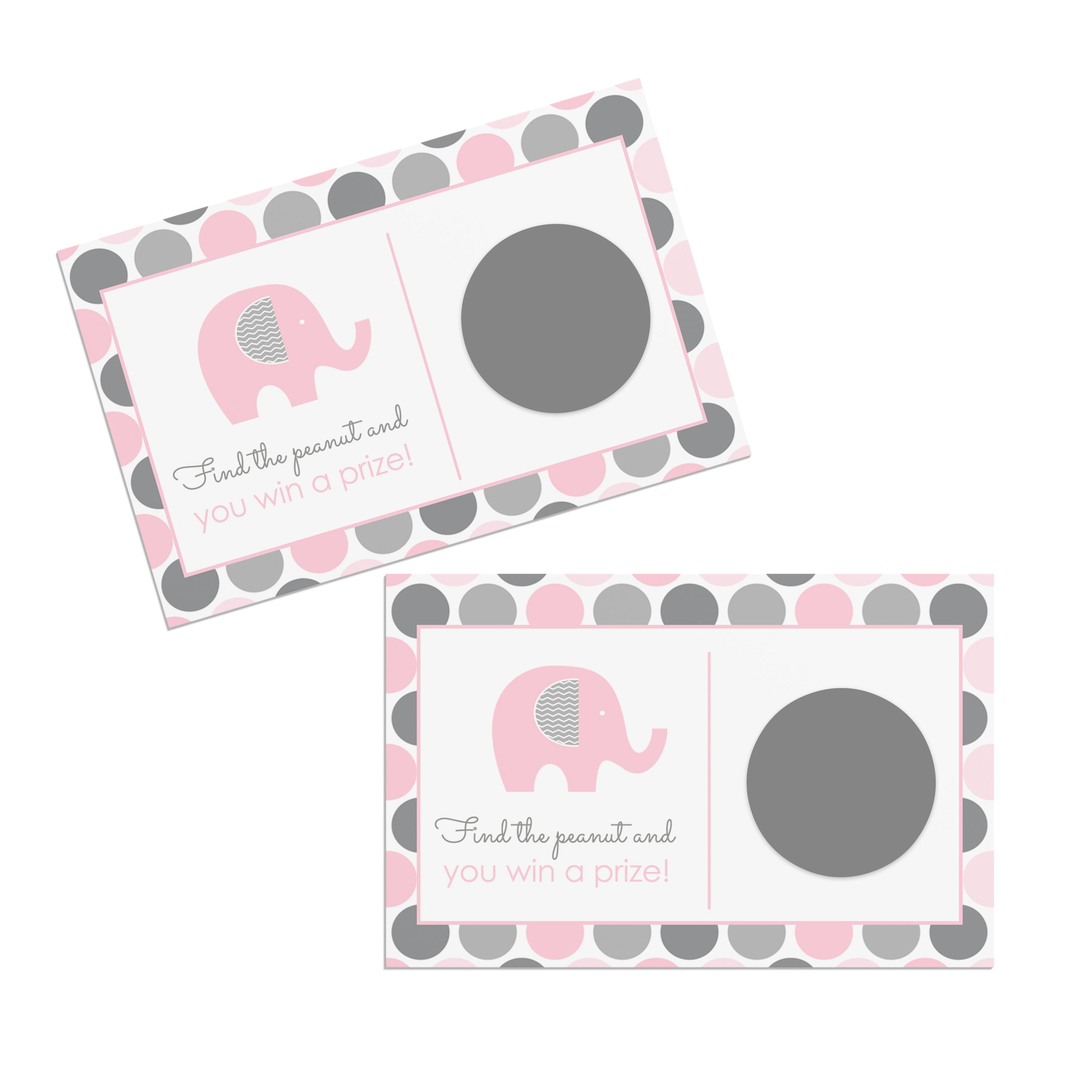 Pink Elephant Scratch Off Game Cards for Baby Shower, Birthday, or ...