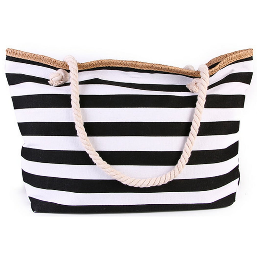 Click here for Coofit Beach Tote Bag Fashion Striped Multi-Purpos... prices
