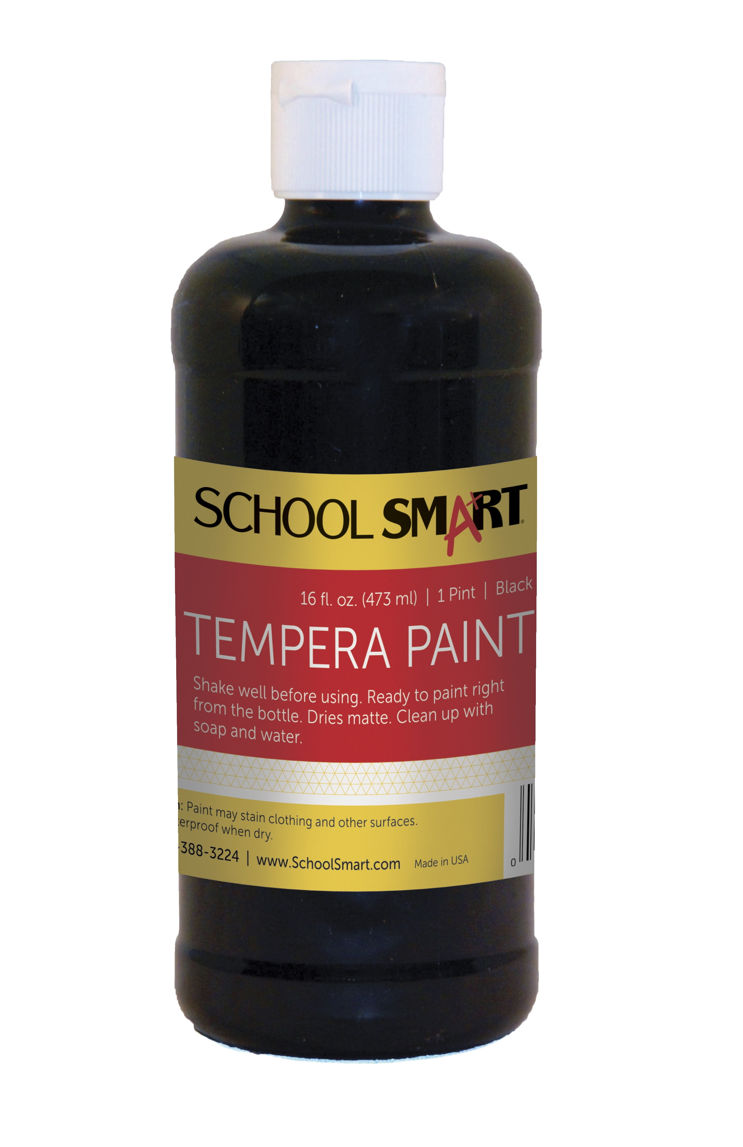 School Smart Non-Toxic Multi-Purpose Liquid Tempera Paint, 1 pt Plastic ...