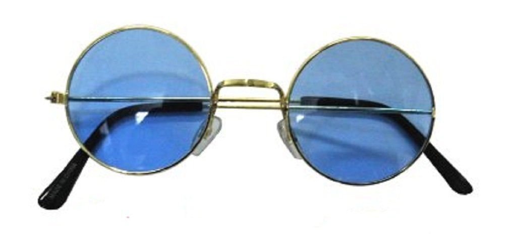 Small Retro Lennon Inspired Style Colored Blue Lens Round Metal ...