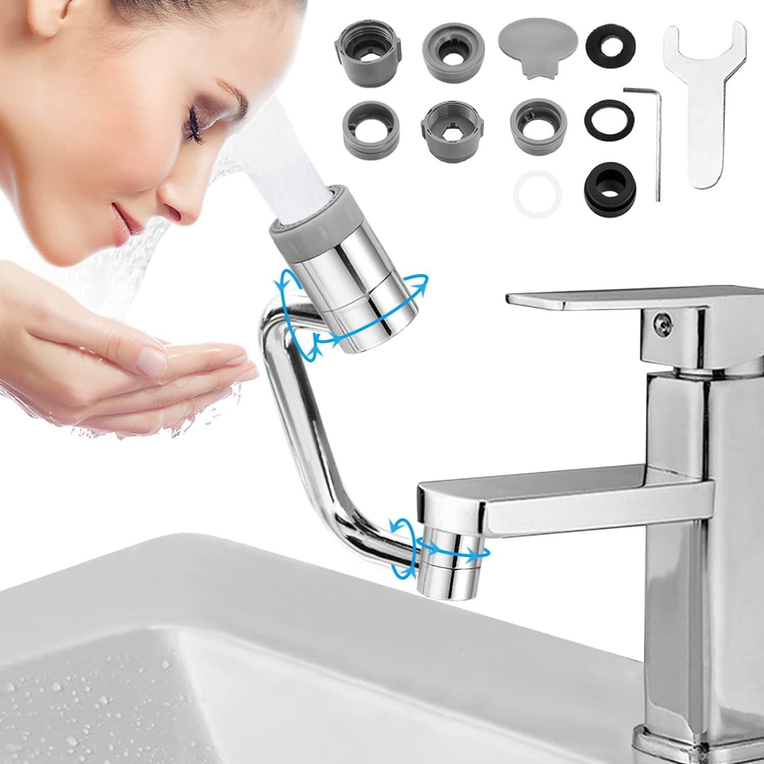 1080 Rotating Faucet Extender,Universal Splash Filterfaucet, Bathroom ...