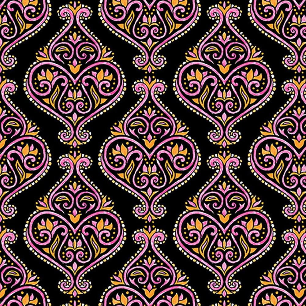 Blank Quilting Fabrics Mandala Tango Hope Yoder Black Lotus Damask ...