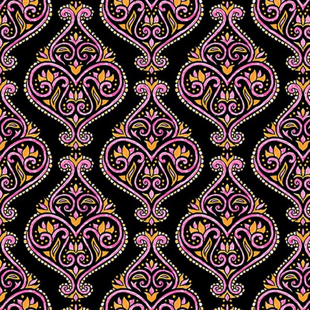 Blank Quilting Fabrics Mandala Tango Hope Yoder Black Lotus Damask ...