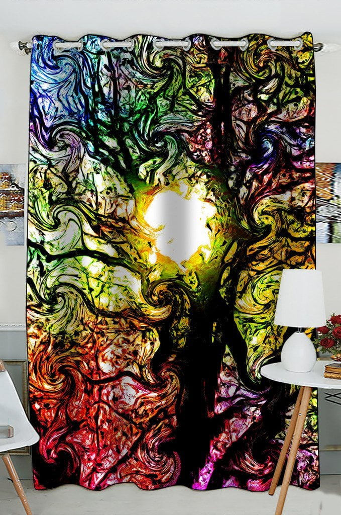 Colorful Psychedelic Dreams Tree Blackout Curtains Window Treatment ...