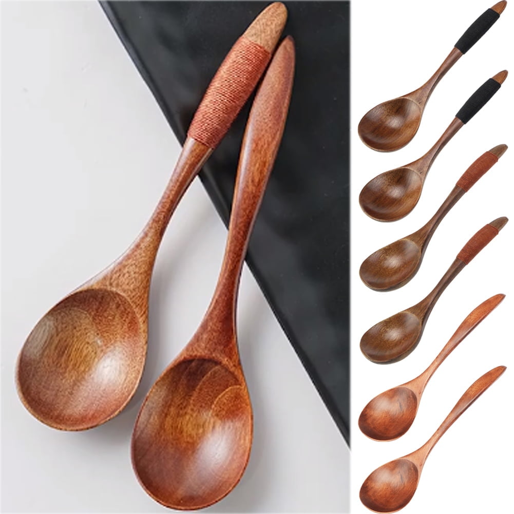 Vnanda 2Packs Wooden Spoon Long Handle Ladle Utensils Spoons Long ...