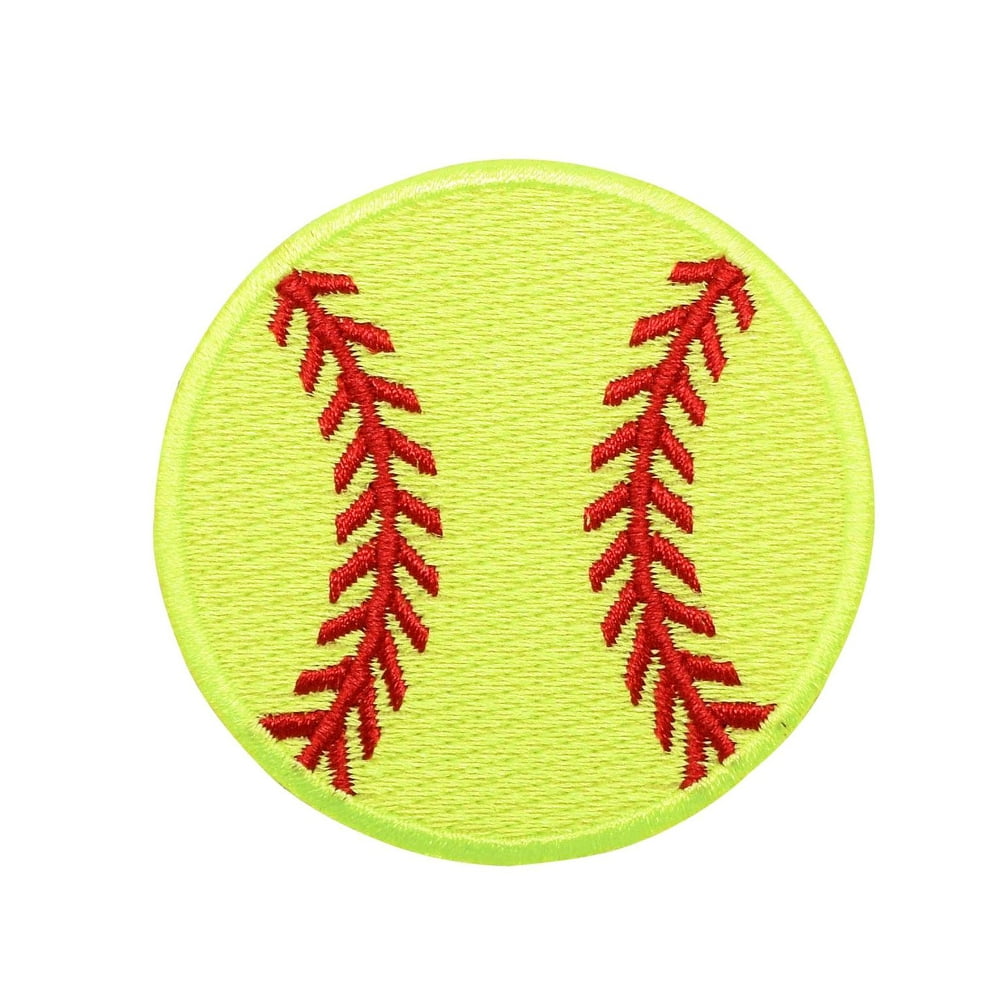 Large Neon Yellow Softball - Iron on Applique/Embroidered Patch ...