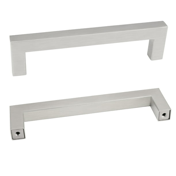 Homdiy 10 Pack Cabinet Handles Square Brushed Brass Drawer Pulls For ...