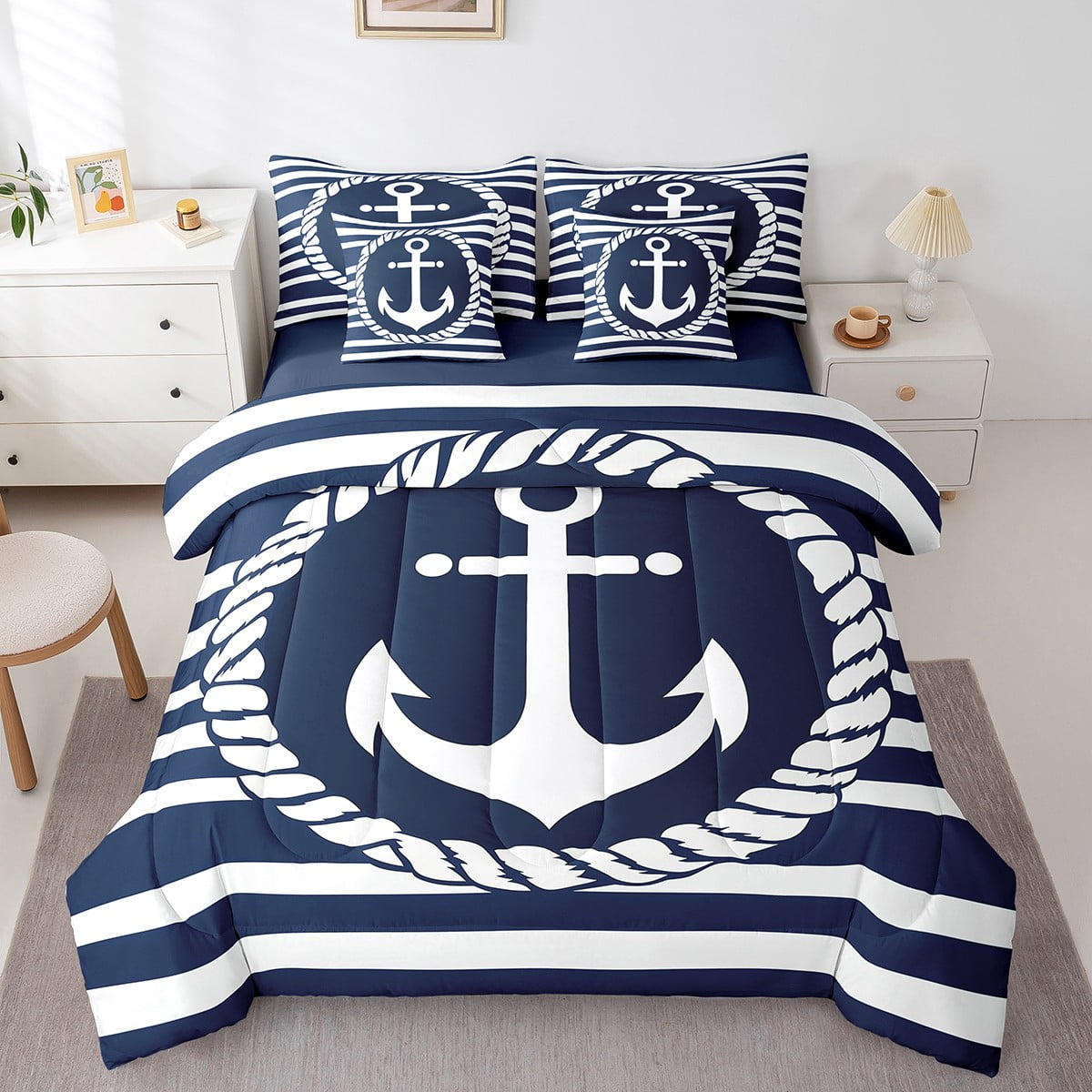 Click here for Erosebridal Anchor Decor Comforter Set King 7 Pcs... prices