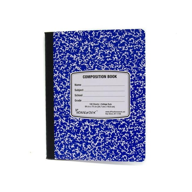 A Plus Homework 2335519 Composition Ruled College Notebook, Blue - Case ...