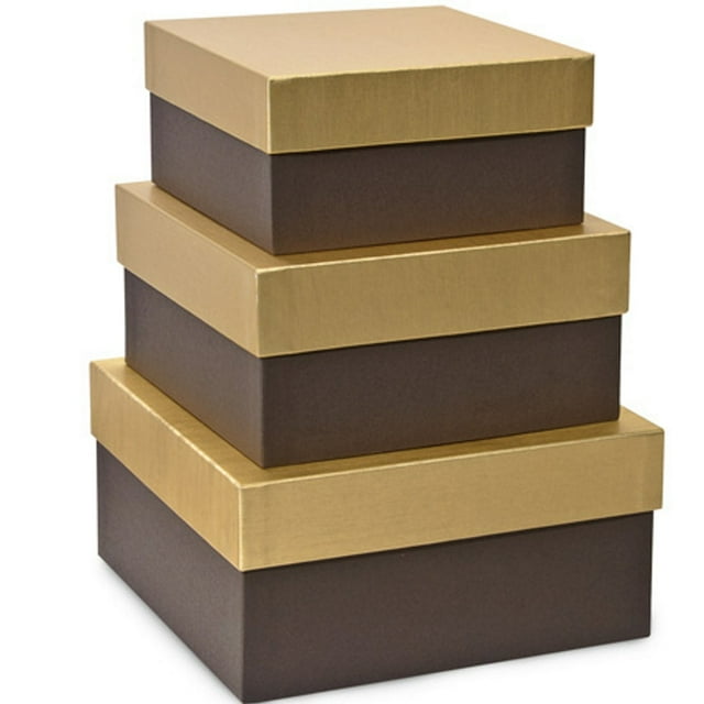 Chocolate Embossed Large Nested Boxes - 3 Piece Set - 2 Sets (nb3lch ...