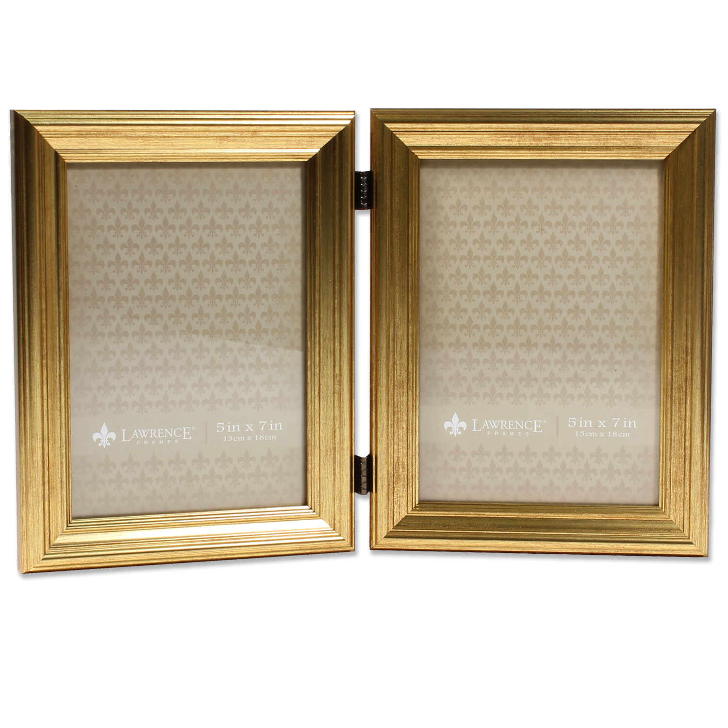 Lawrence Frames 5x7 Hinged Double Sutter Burnished Gold Picture Frame Lawrence Frames 5x7 Hinged Double Sutter Burnished Gold Picture Frame