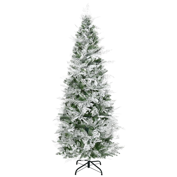 HOMCOM 6 FT Pencil Snow Flocked Artificial Christmas Tree with ...