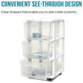 Homz Clear Plastic 3 Drawer Medium Home Storage Tower w/Wheels (2 Pack ...