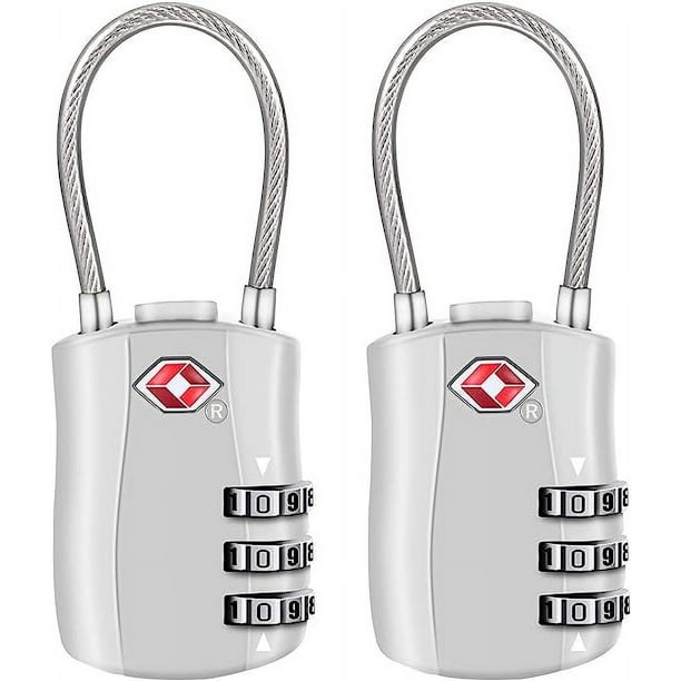 Paquete de 2 candados para equipaje (gris), candado de seguridad de 3 posiciones, candado ...