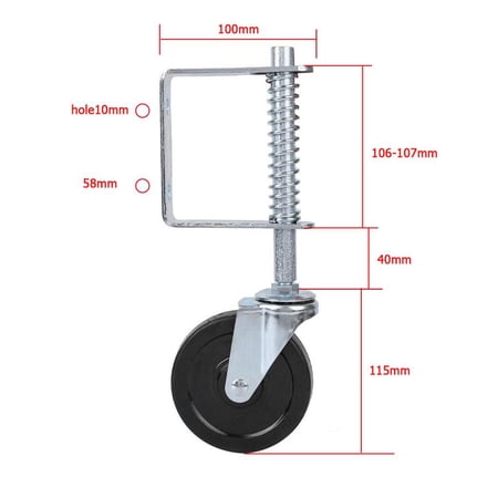 4" Rubber Gate Wheel Spring Loaded Swivel Wheel Loaded Caster Caster ...