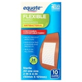 Equate Flexible Fabric Antibacterial XL Bandages, 10 Count HSA/FSA ...