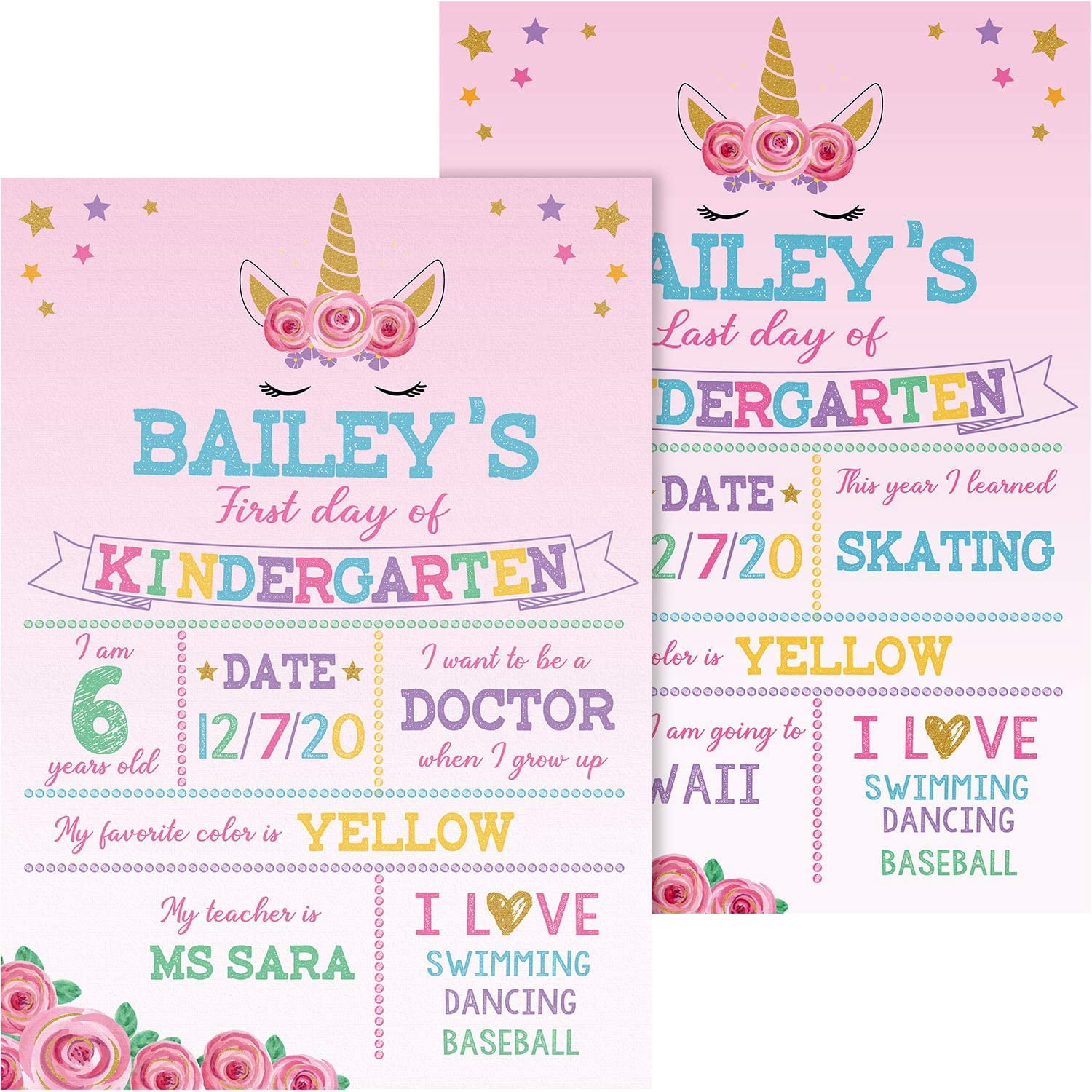 Party Supplies Unicorn LAST day of school sign last day of Kindergarten ...