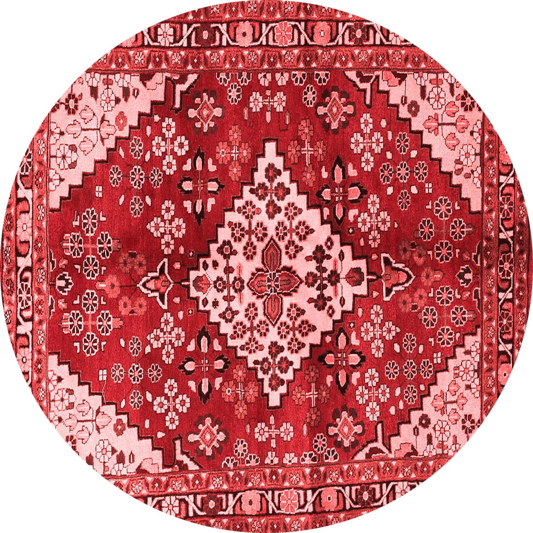 Ahgly Company Indoor Round Medallion Red Traditional Area Rugs, 6 ...