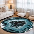 Agate Texture Area Rug, Vintage Blue Gradient Crystal Non-Slip Felt ...