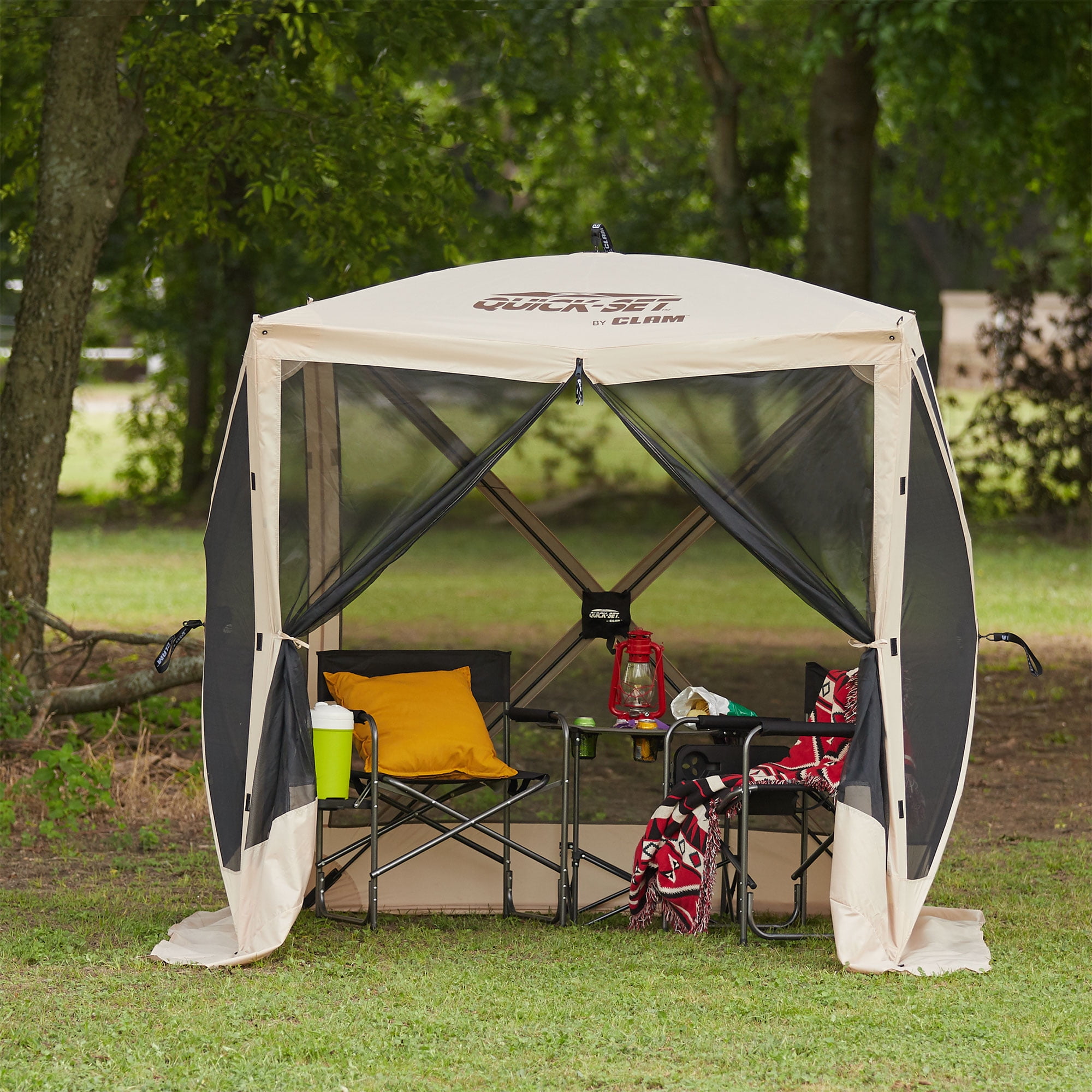 CLAM Quick-Set Escape Sky Camper Portable Outdoor Canopy Shelter, Brown ...